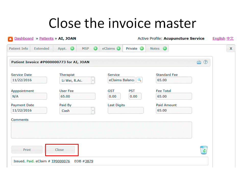 Tutorial for acupuncturists - Claim Manager