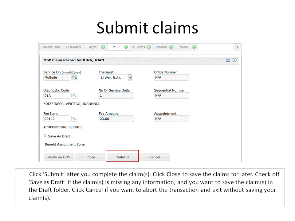 Tutorial for acupuncturists - Claim Manager